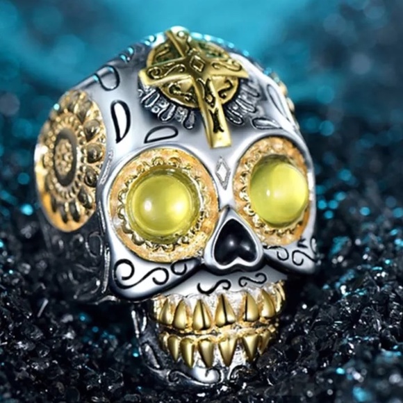 Jewelry | Skull Cross Ring Silver Gold Skulls Head 5 Rings | Poshmark